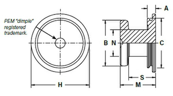 SKS-R1.5-3.2-ZI KEYHOLE® Self-clinching Standoff